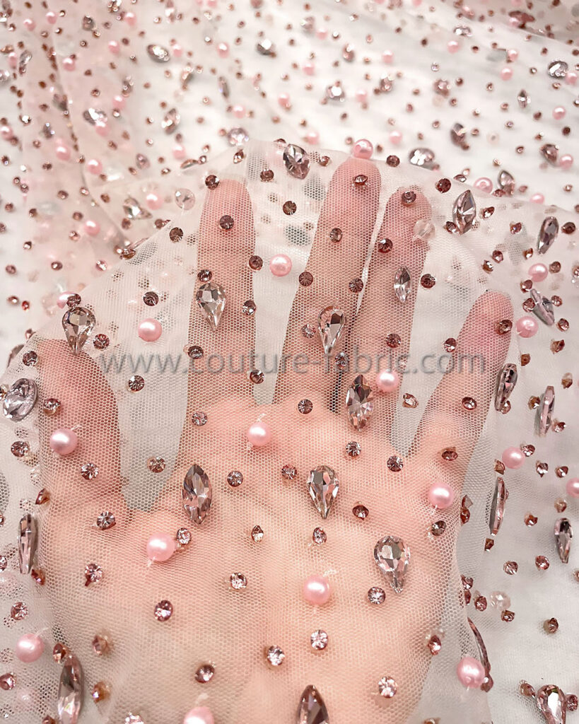 Rose Gold color embroidery couture lace